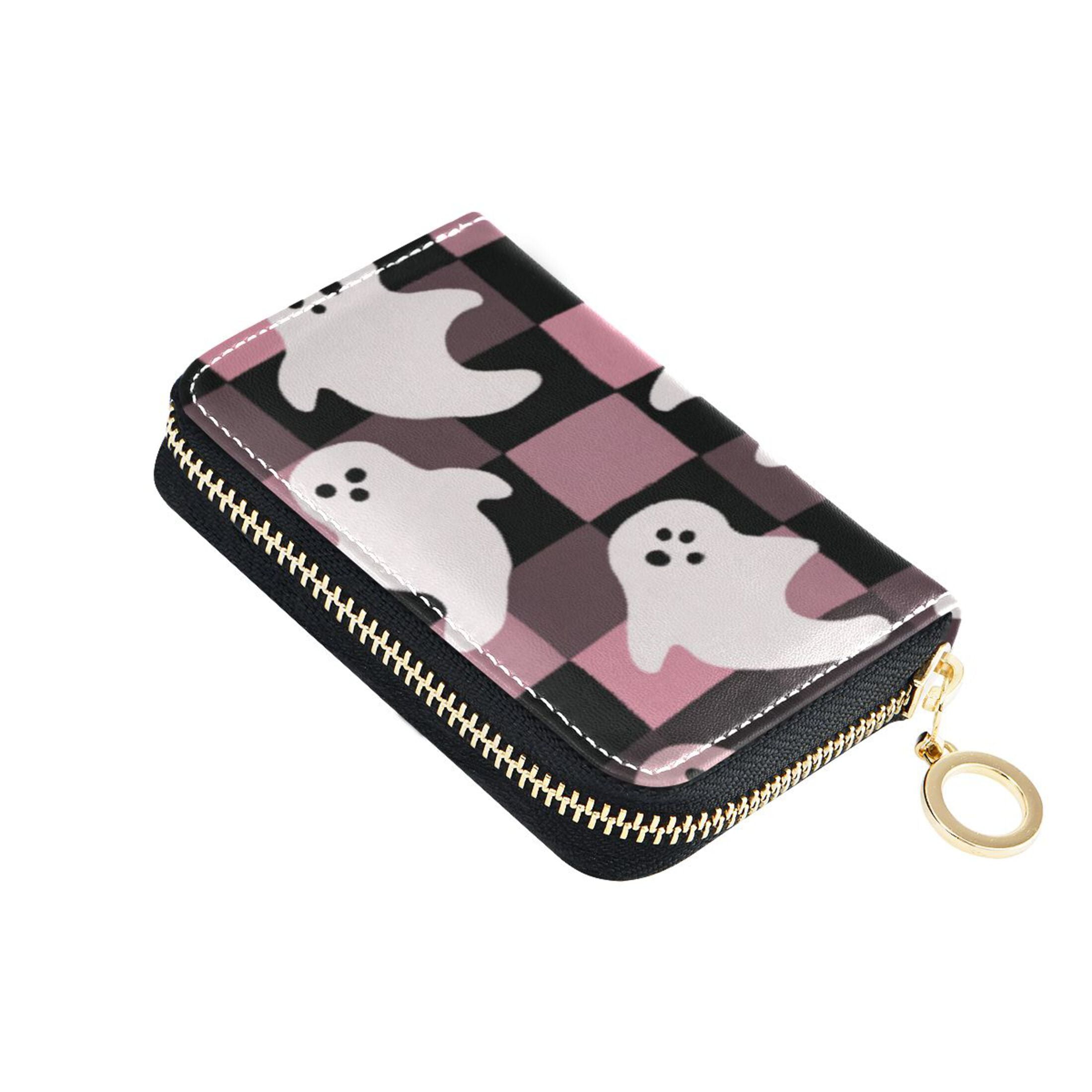 PU Leather Zip Card Holder Women's Card Case Zipper Card Case Compact ...