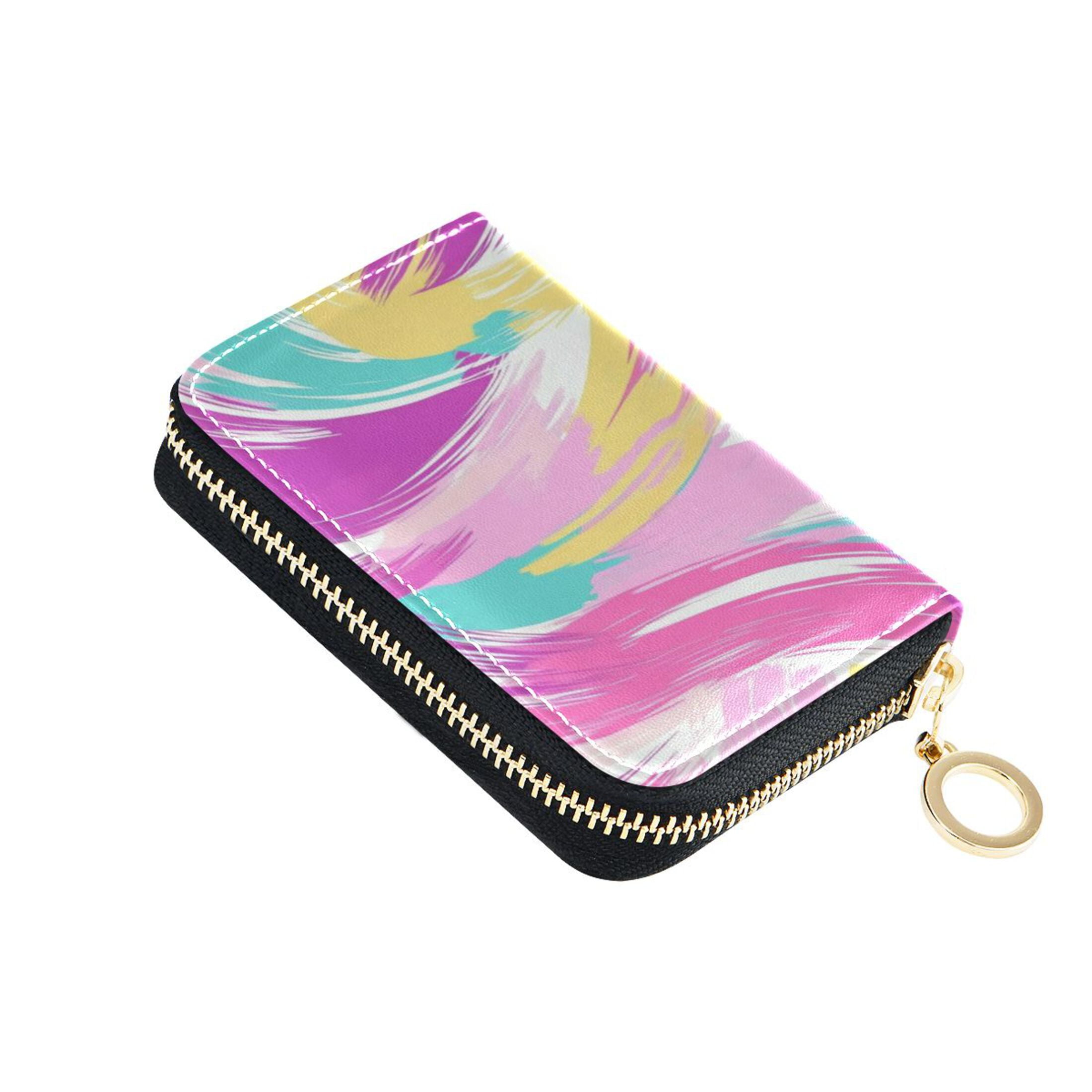 PU Leather Zip Card Holder Women's Card Case Zipper Card Case Compact ...