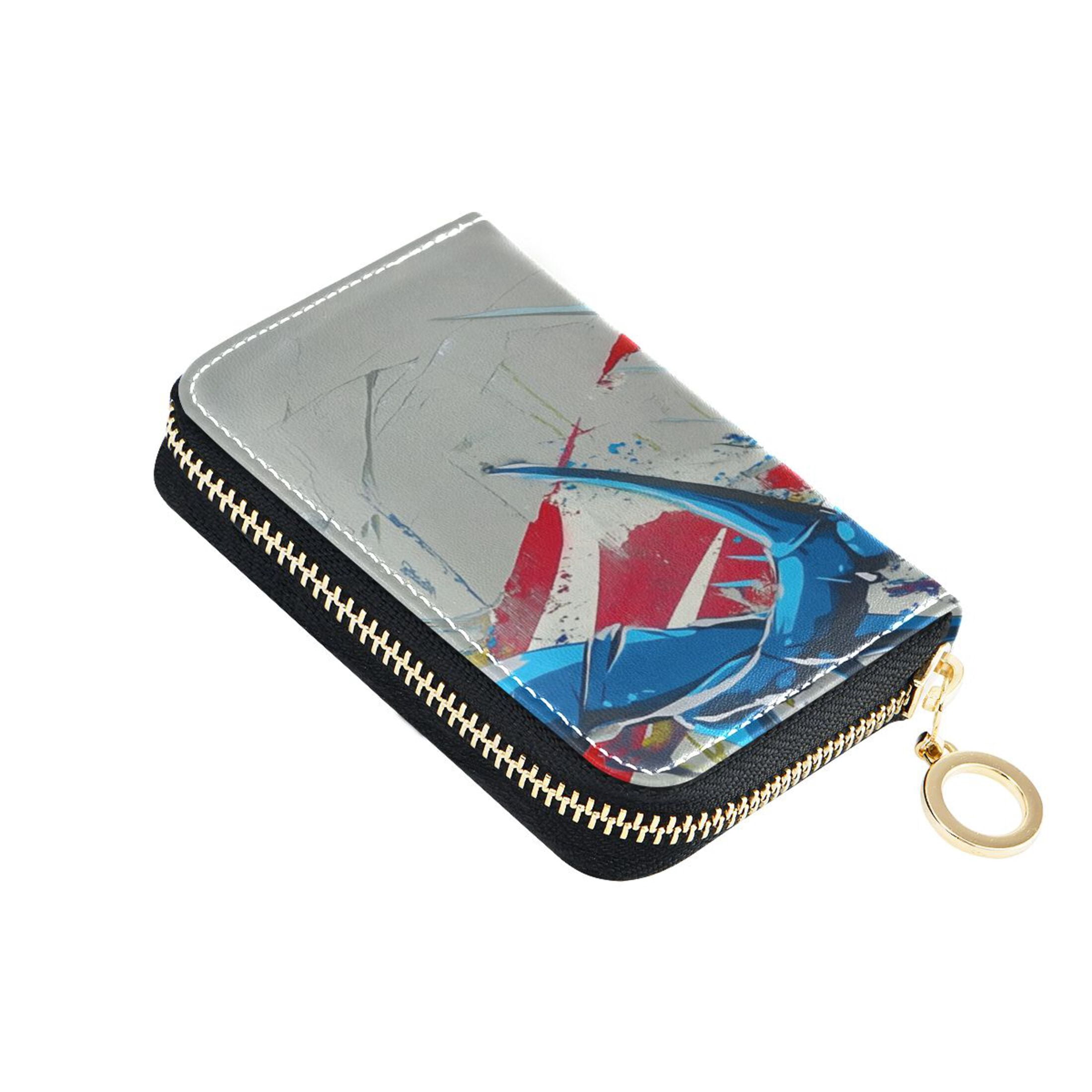 PU Leather Zip Card Holder Women's Card Case Zipper Card Case Compact ...