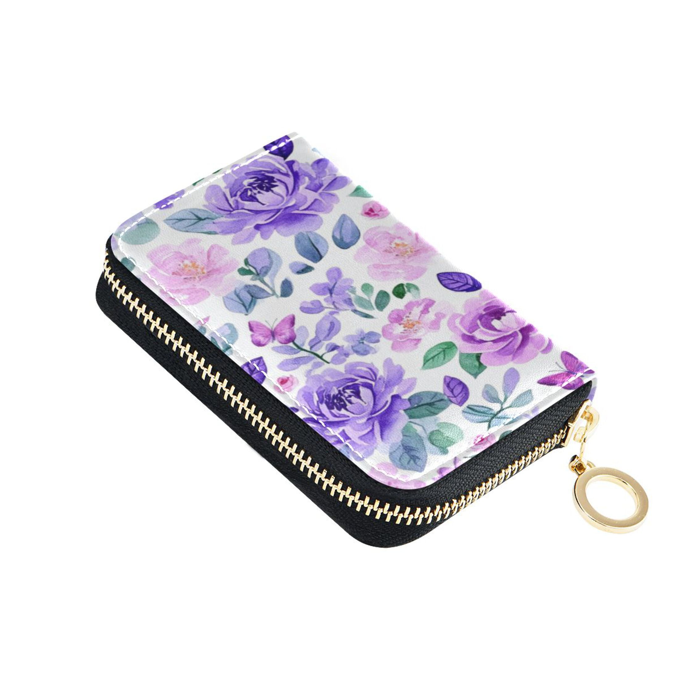 PU Leather Zip Card Holder Women's Card Case Zipper Card Case Compact ...