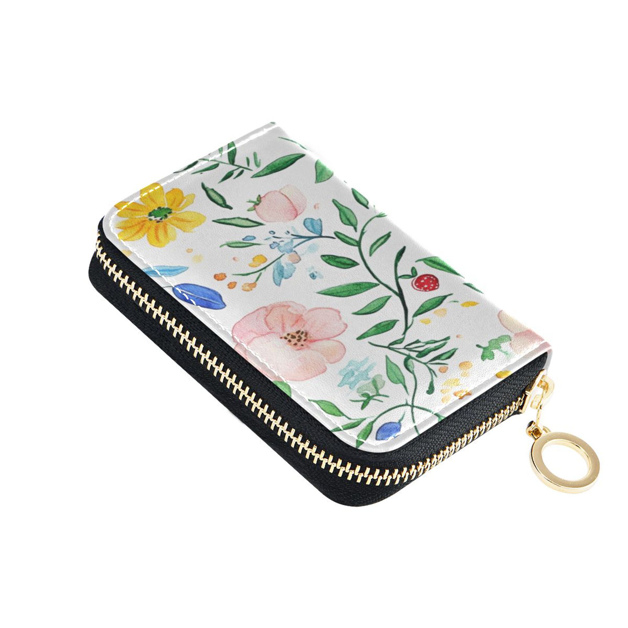 PU Leather Zip Card Holder Women's Card Case Zipper Card Case Compact ...