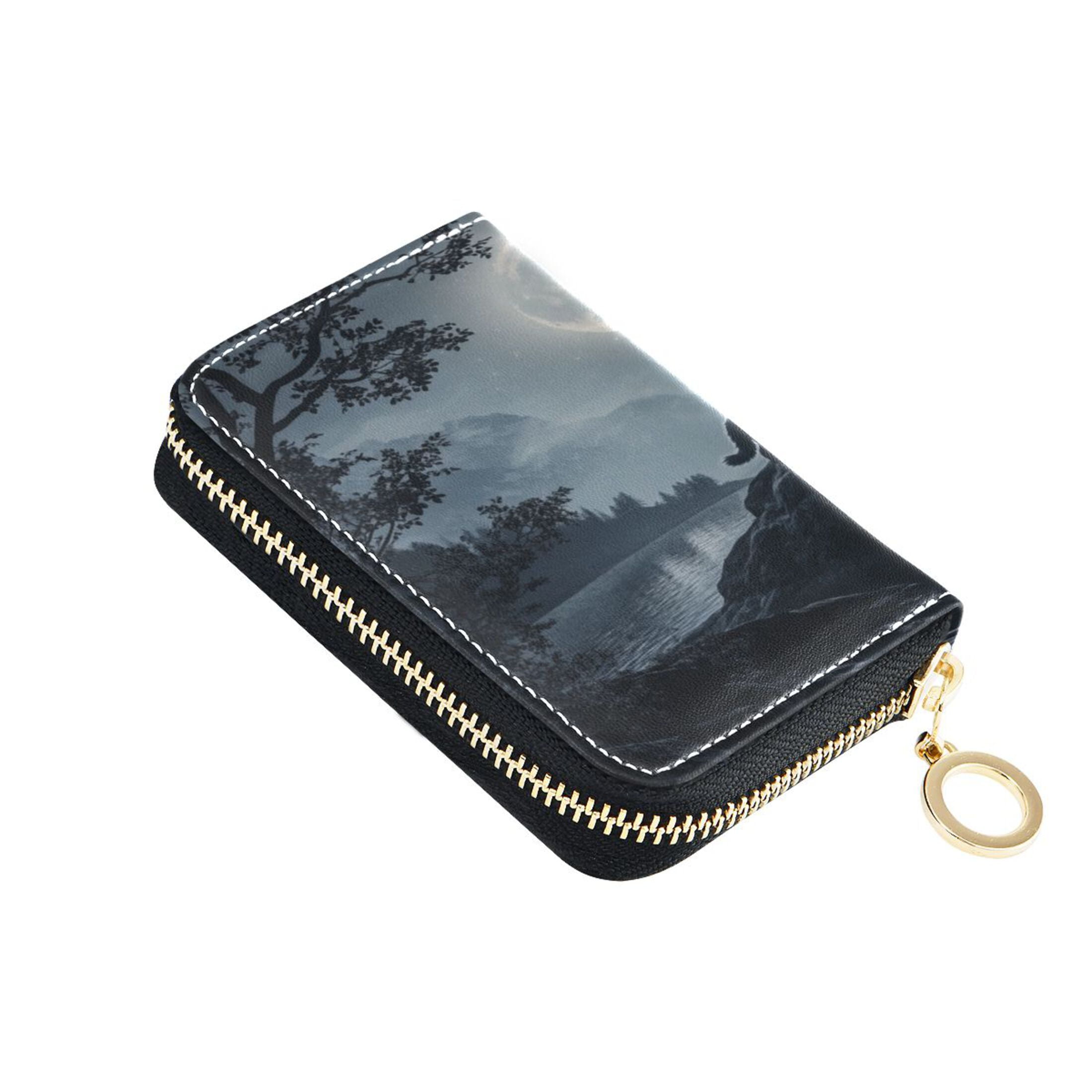 PU Leather Zip Card Holder Women's Card Case Zipper Card Case Compact ...