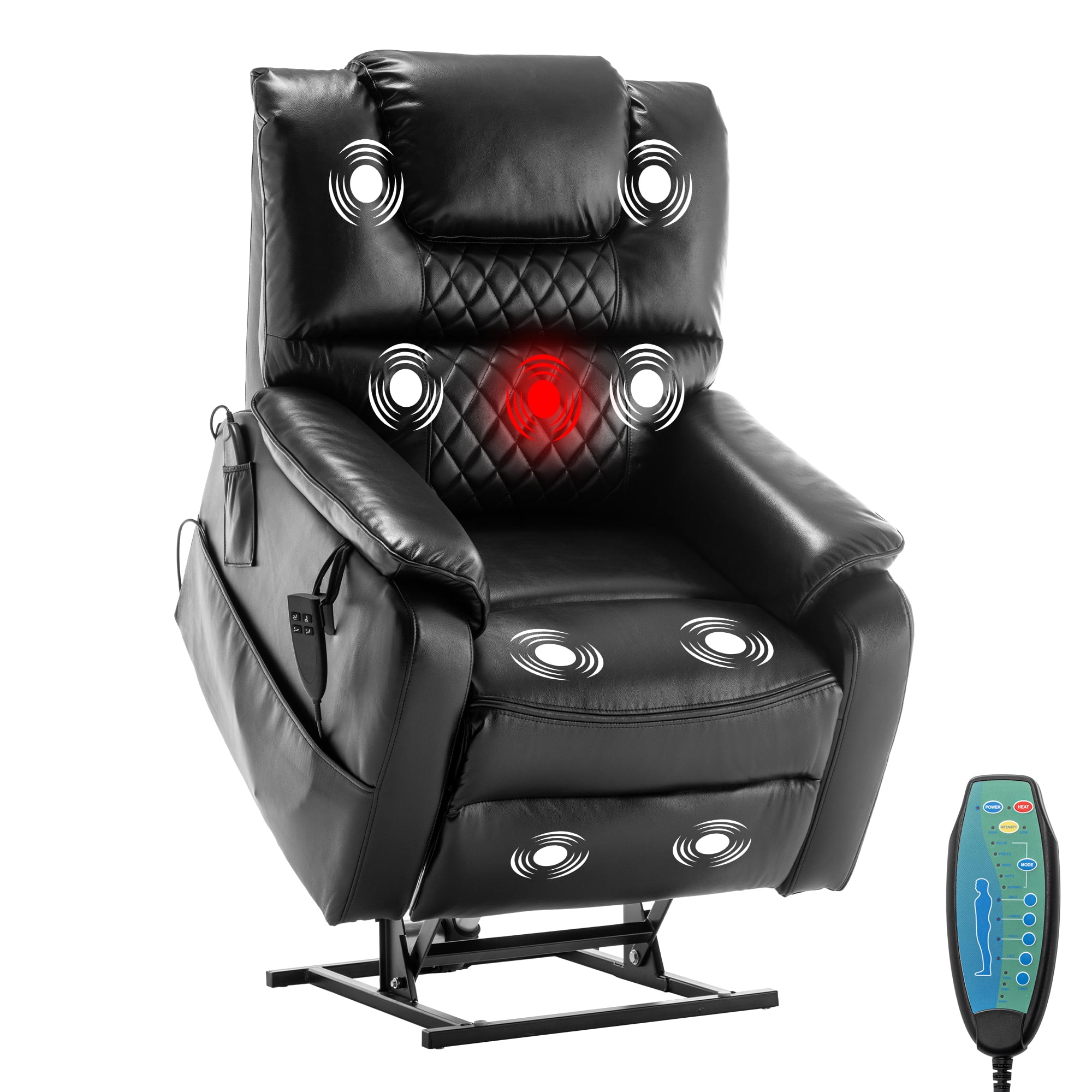 PU Power Lift Chair, Electric Recliner, 180°, Lumbar Support, Massage ...