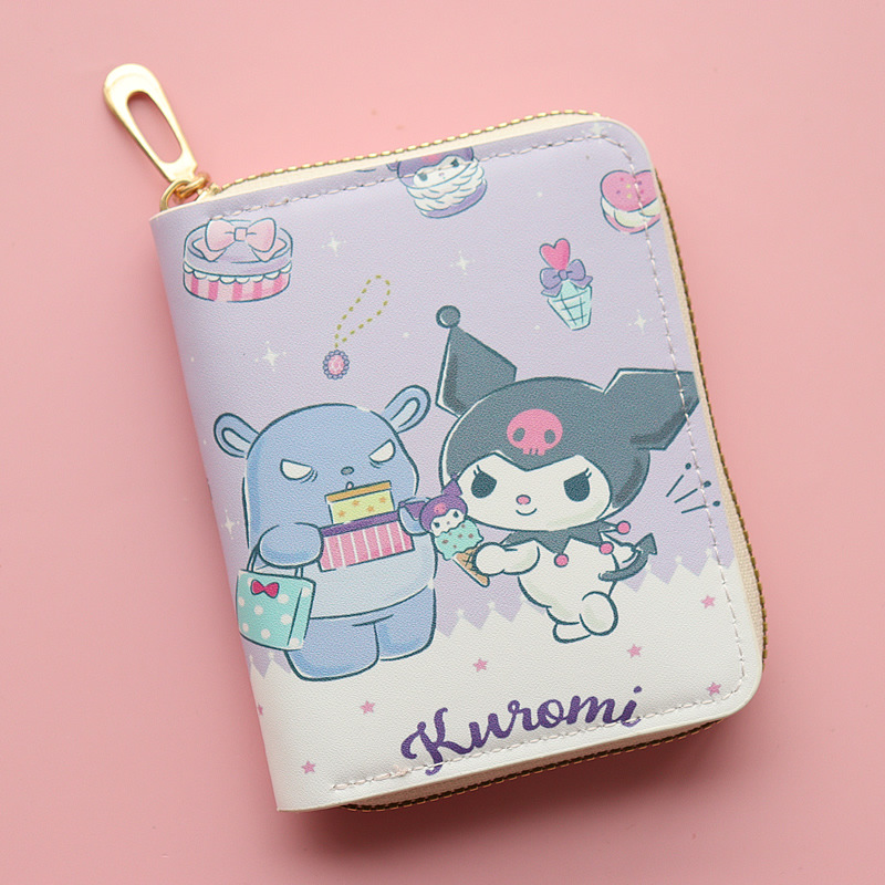 PU Sanrio Coin Purse Kuromi Cinnamoroll Short zipper card Holder My ...