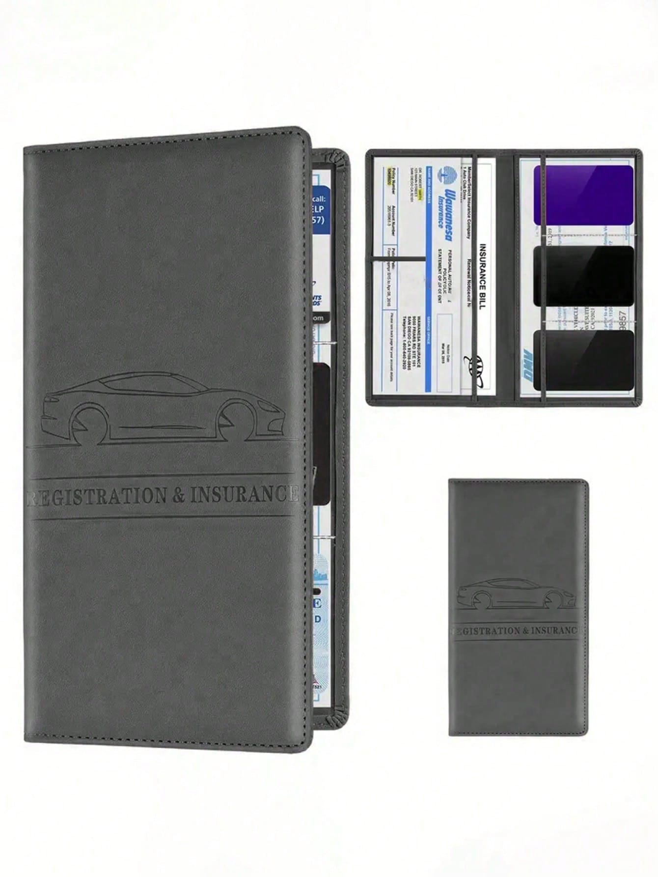 PU Wallet Car Registration And Insurance Holder - Car Truck Compartment ...