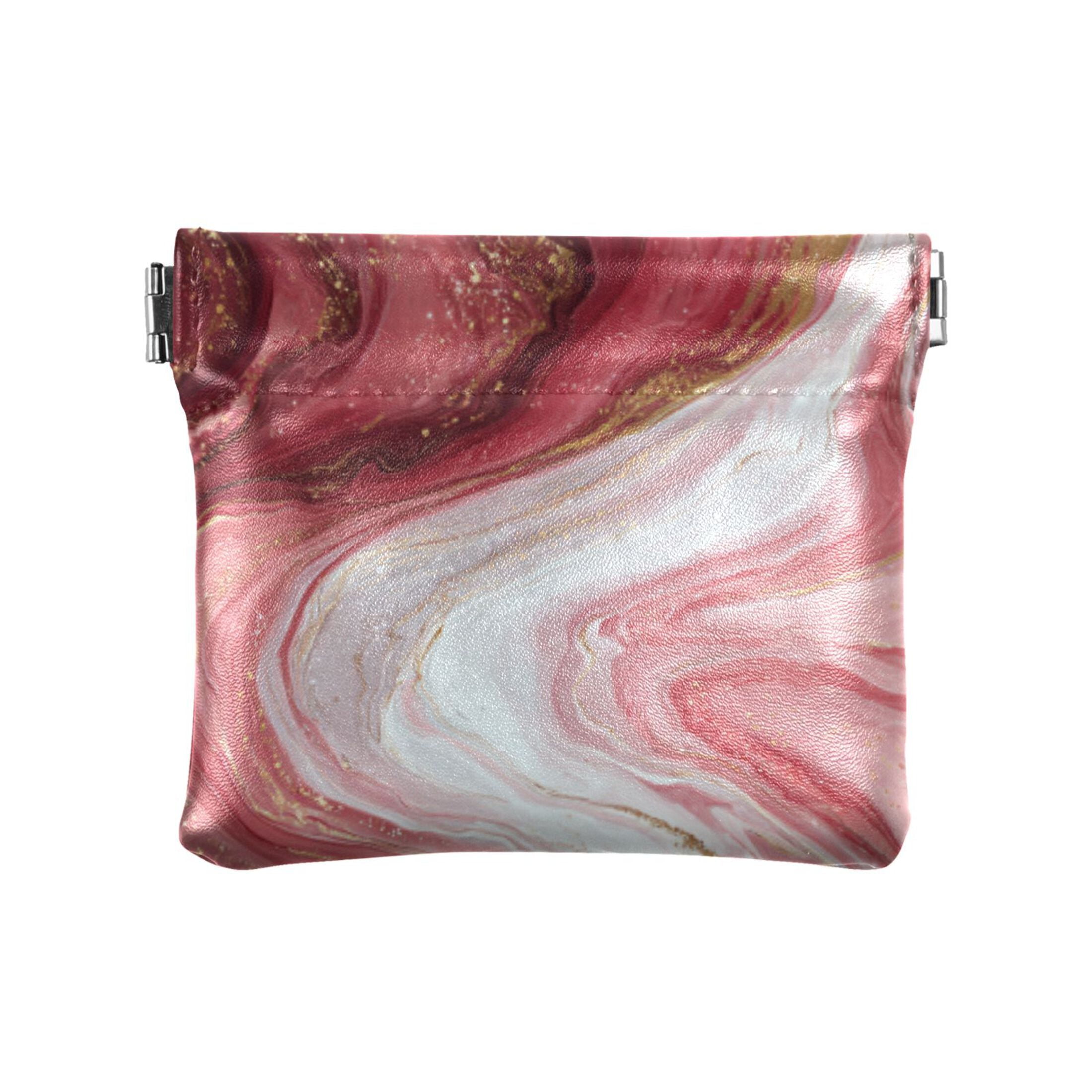 PU leather Coin Purses & Pouches Small Wallet Burgundy Marble Flow ...