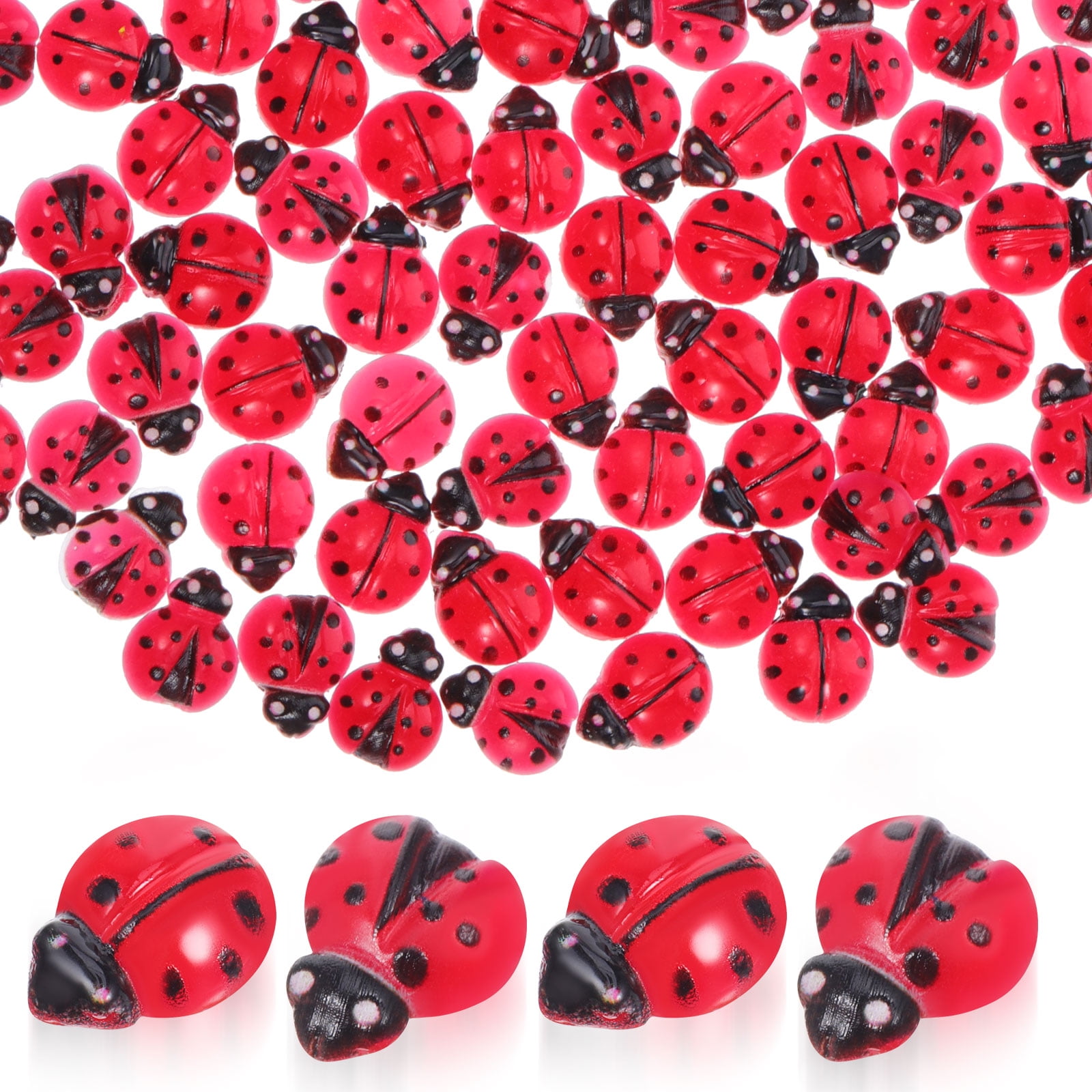 PUBERT 100pcs Miniature Ladybug Decorations Tiny Resin Garden Ornaments ...
