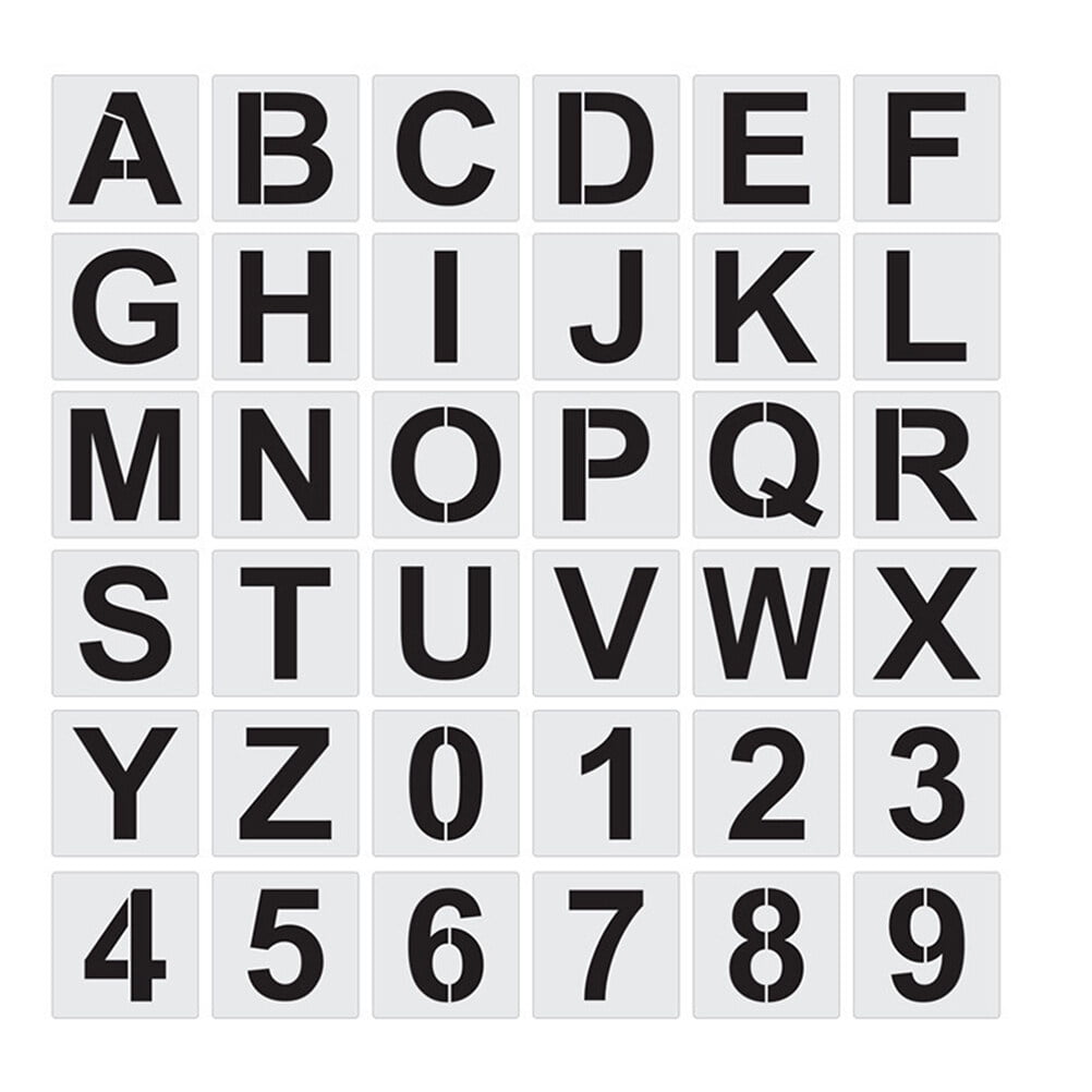 PUBERT 36Pcs Alphabet Painting Templates Plastic Number Templates Kids ...