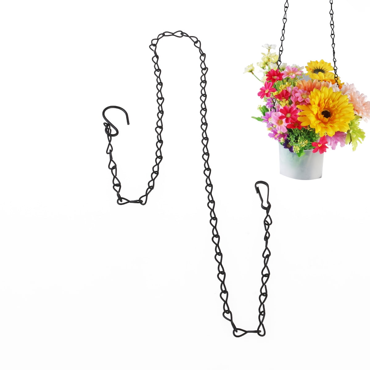 PUBERT 90cm Hanging Long Chain Black Metal Basket Chain Metal Flower ...