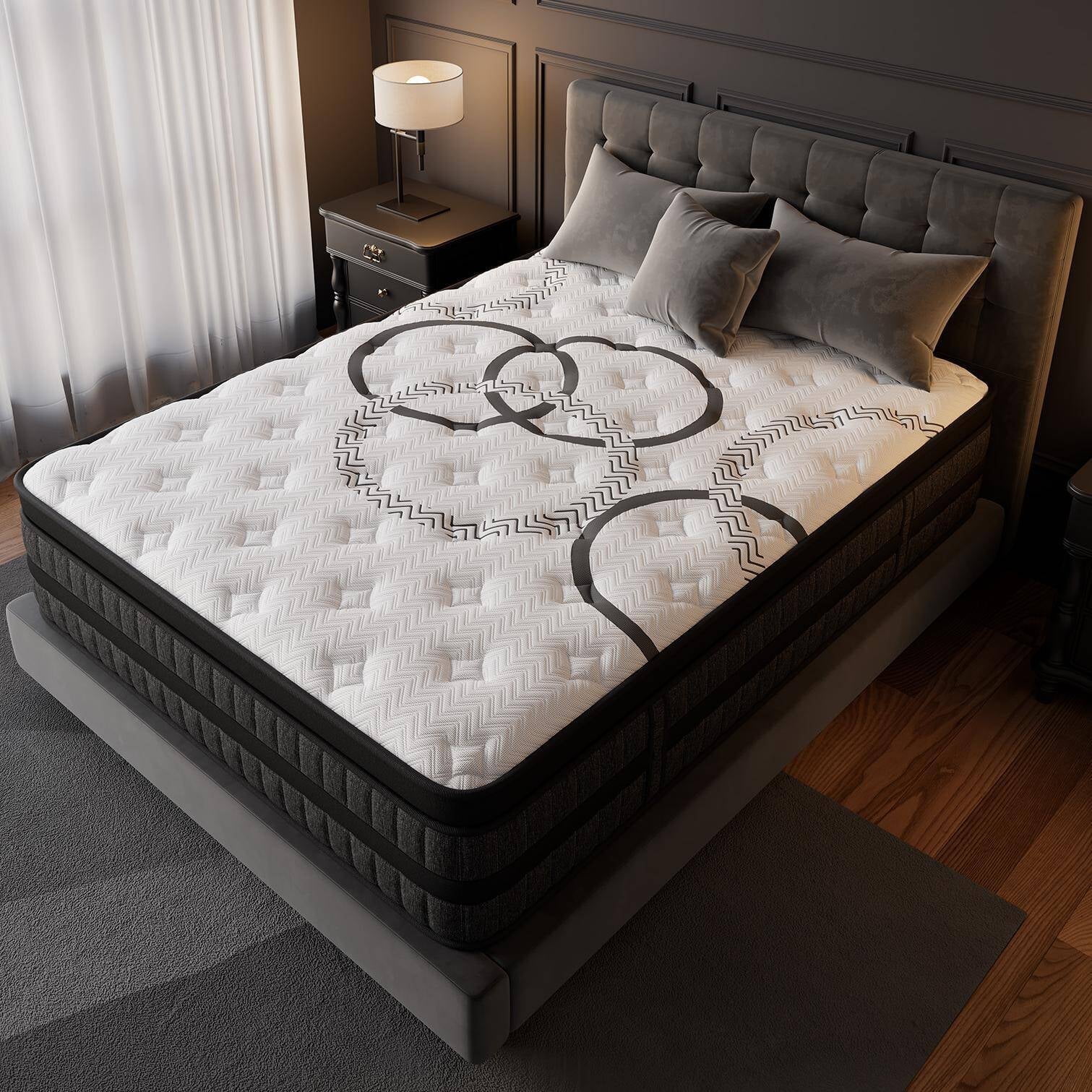 GREOO Queen Mattress 14" Hybrid Gel Memory Foam Mattress with 744 ...