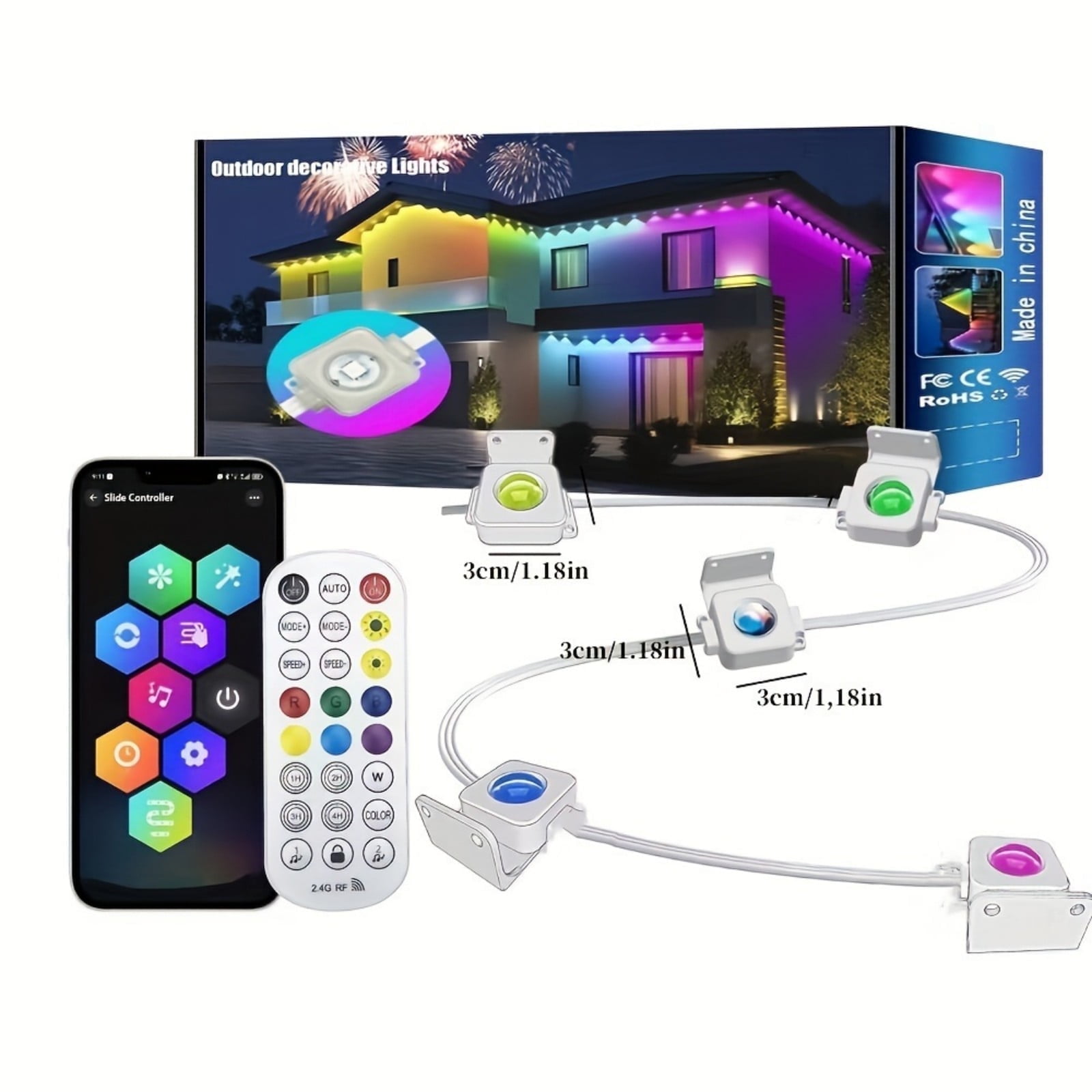 Outdoor LED Light Strip, 100ft Smart Outdoor Light, App and Remote ...