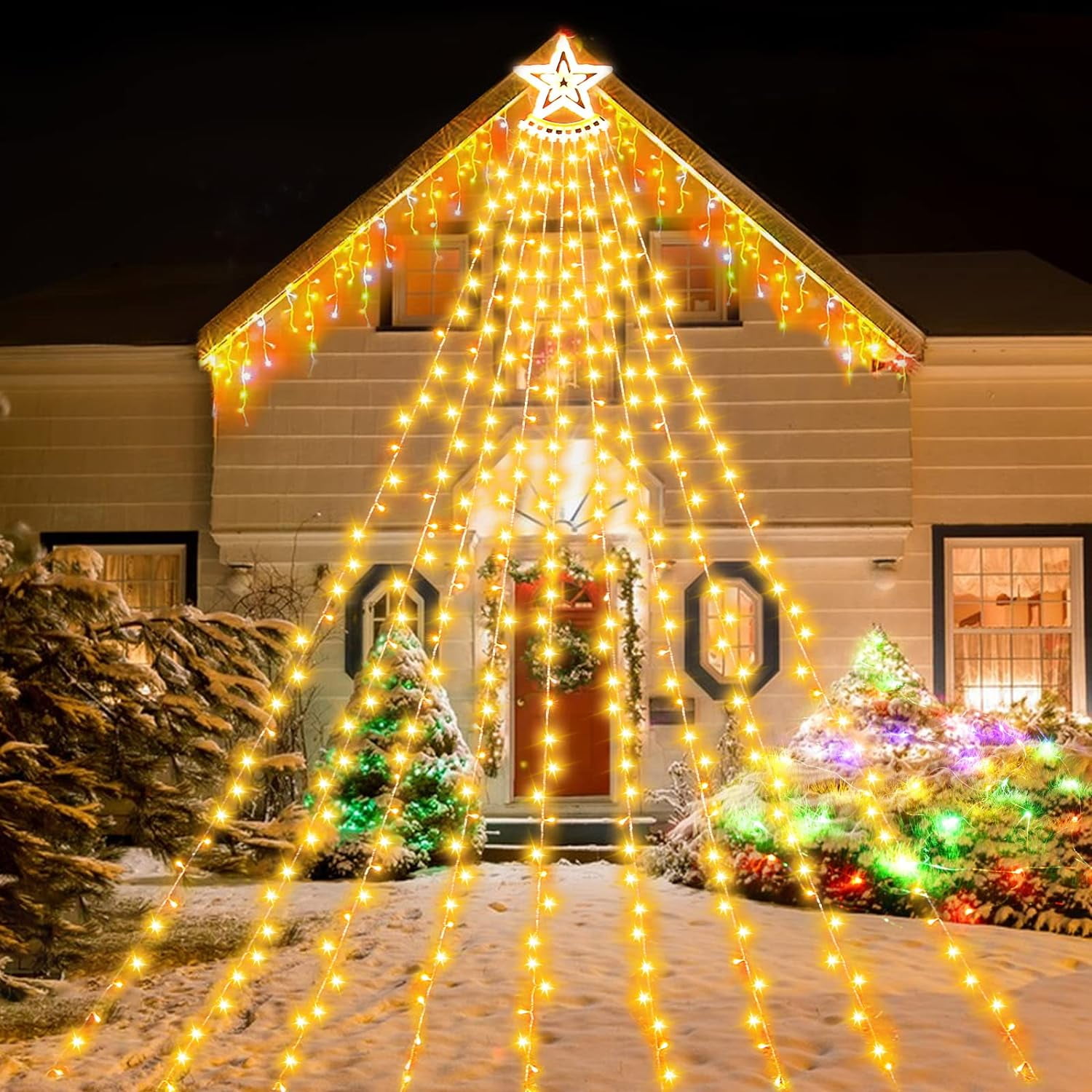 WHATOOK 350 LED Warm Color Christmas Tree Star Light, Indoor/Outdoor ...