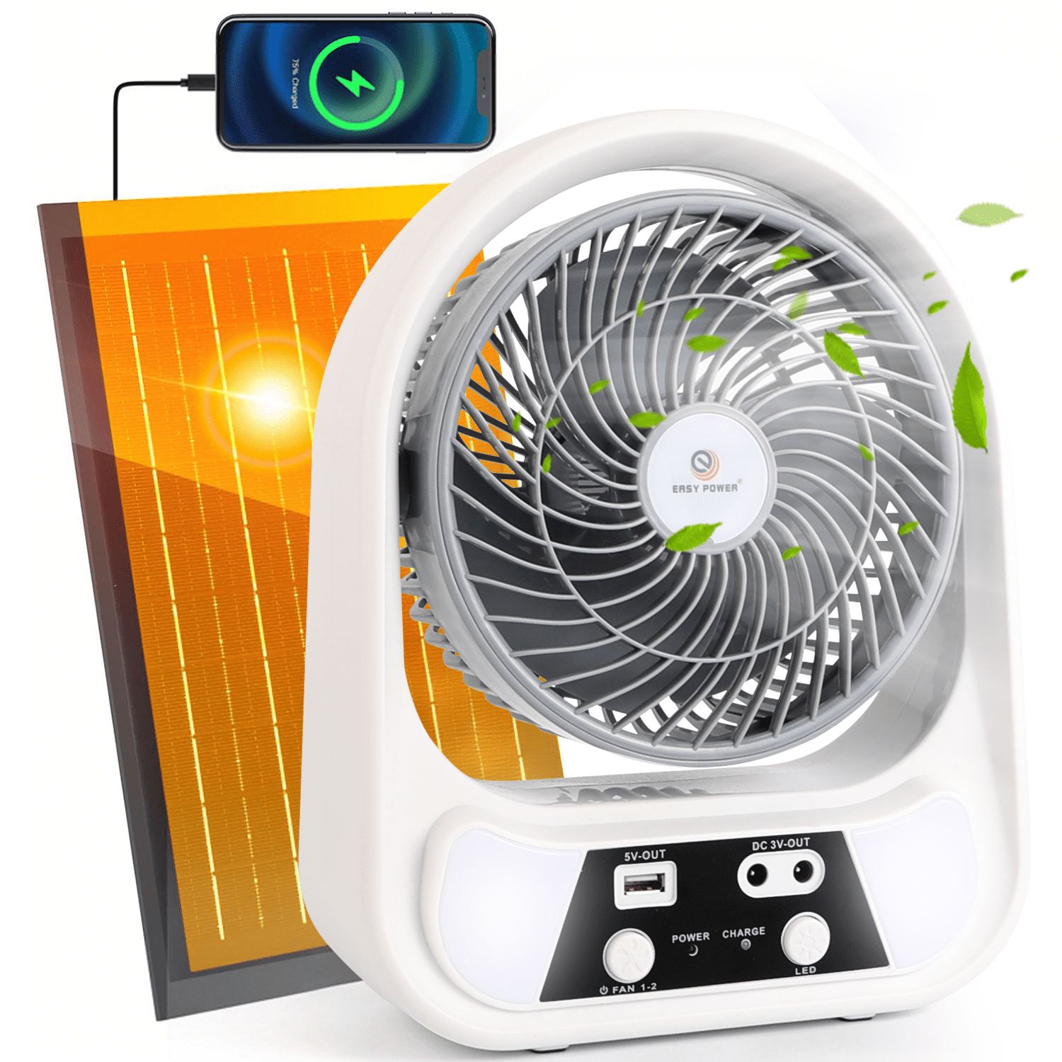 PUCACHI Solar Camping Fan with LED Lantern - 8-inch Portable ...