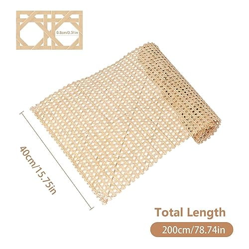 PUCHEN Natural Rattan Cane Webbing Roll, Rattan Cane Square Webbing ...