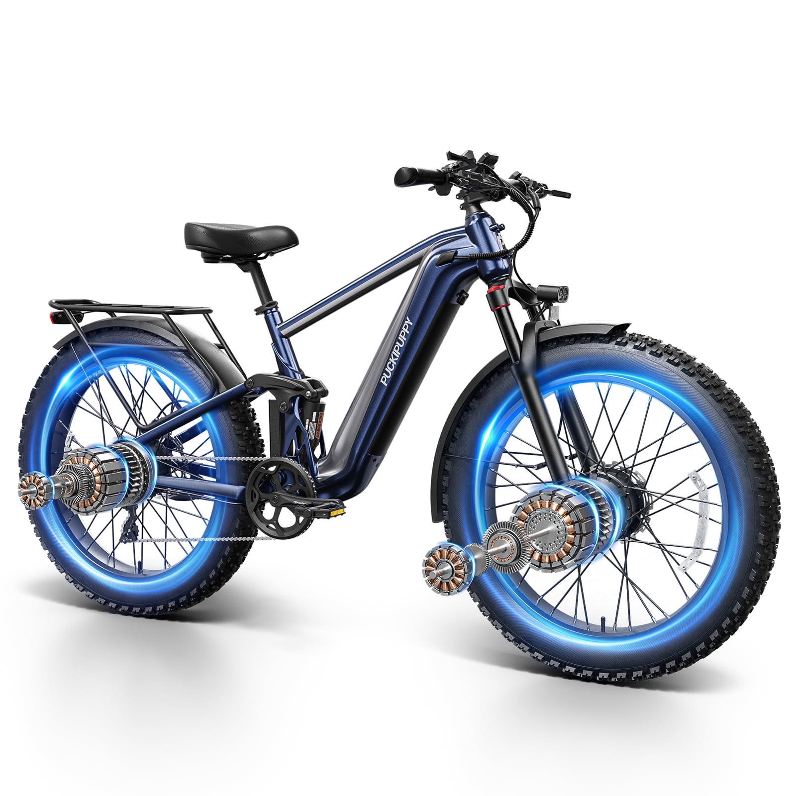 PUCKIPUPPY Dual Motor Electric Bike for Adults 1600W Peak up to 80Miles ...