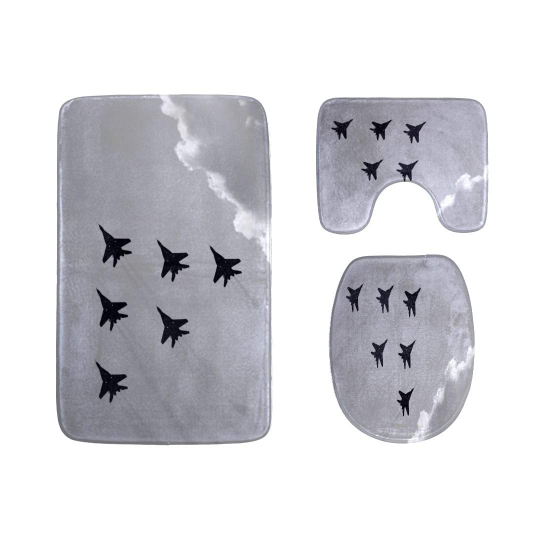 PUDMAD Aircraft Fighter Jets 3 Piece Bathroom Rugs Set Bath Rug Contour ...
