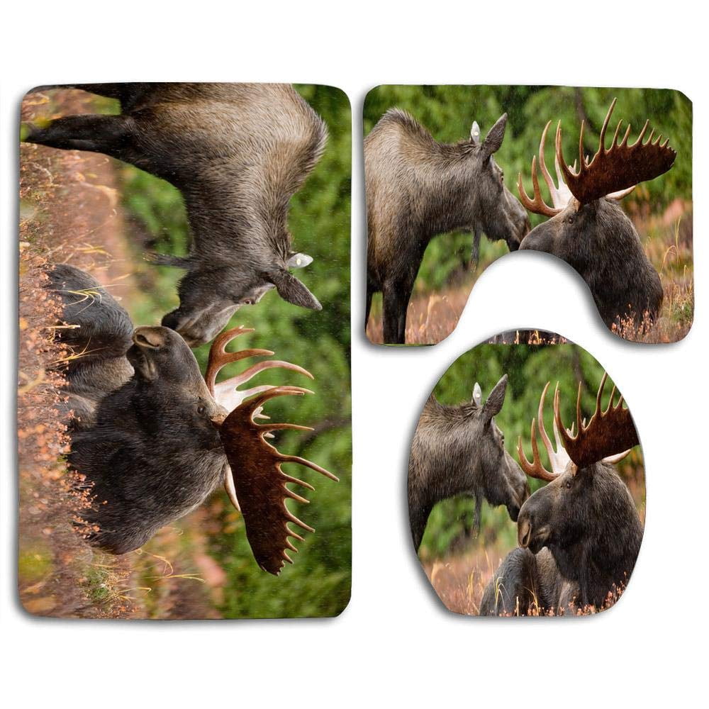PUDMAD Alaskan Moose Pair 3 Piece Bathroom Rugs Set Bath Rug Contour ...