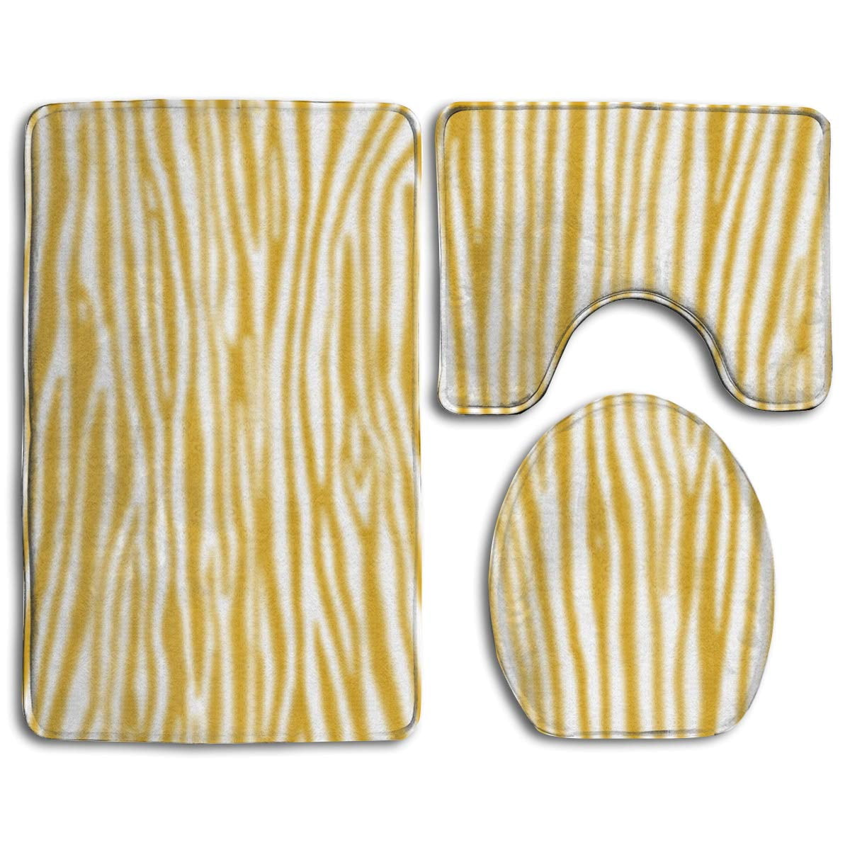 PUDMAD Bathroom Rug Mats Set 3pcs Grain Mustard Yellow 3 Piece Bathroom ...