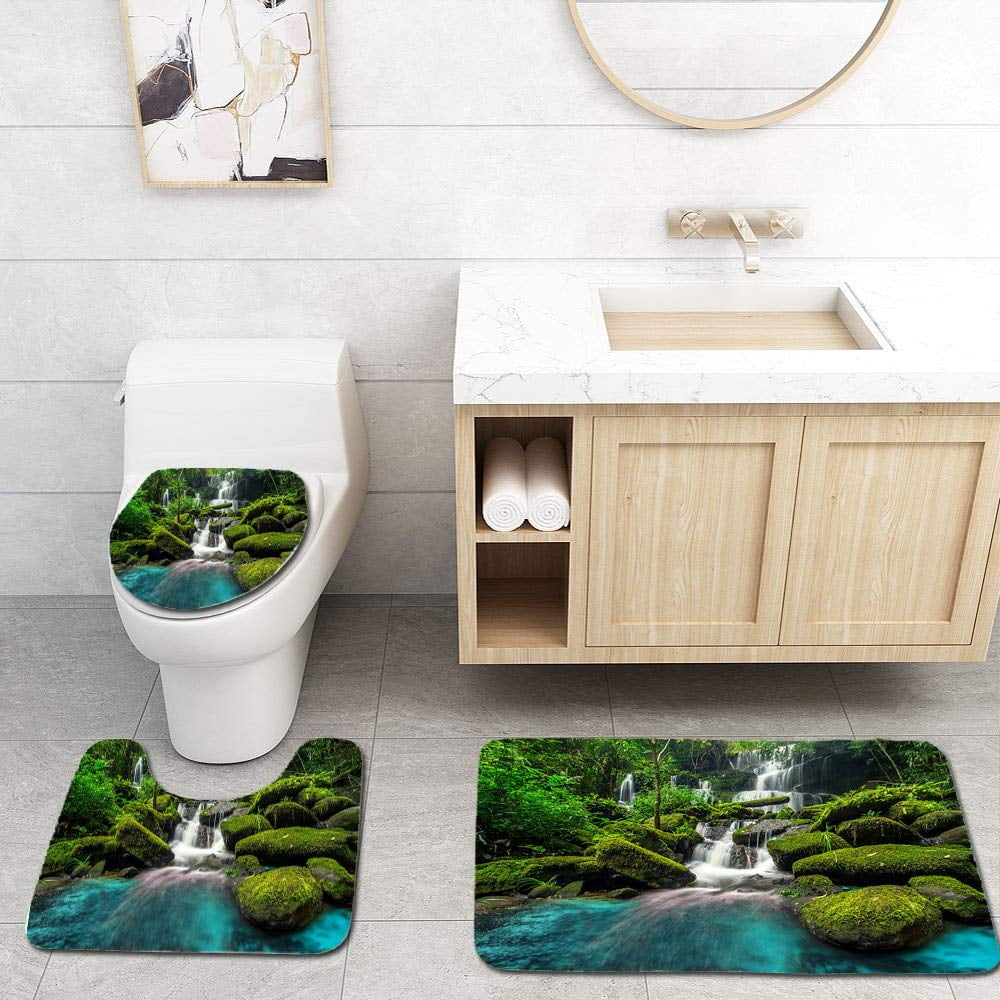 PUDMAD Beautiful Waterfall in Green Forest in Jungle 3 Piece Bathroom ...