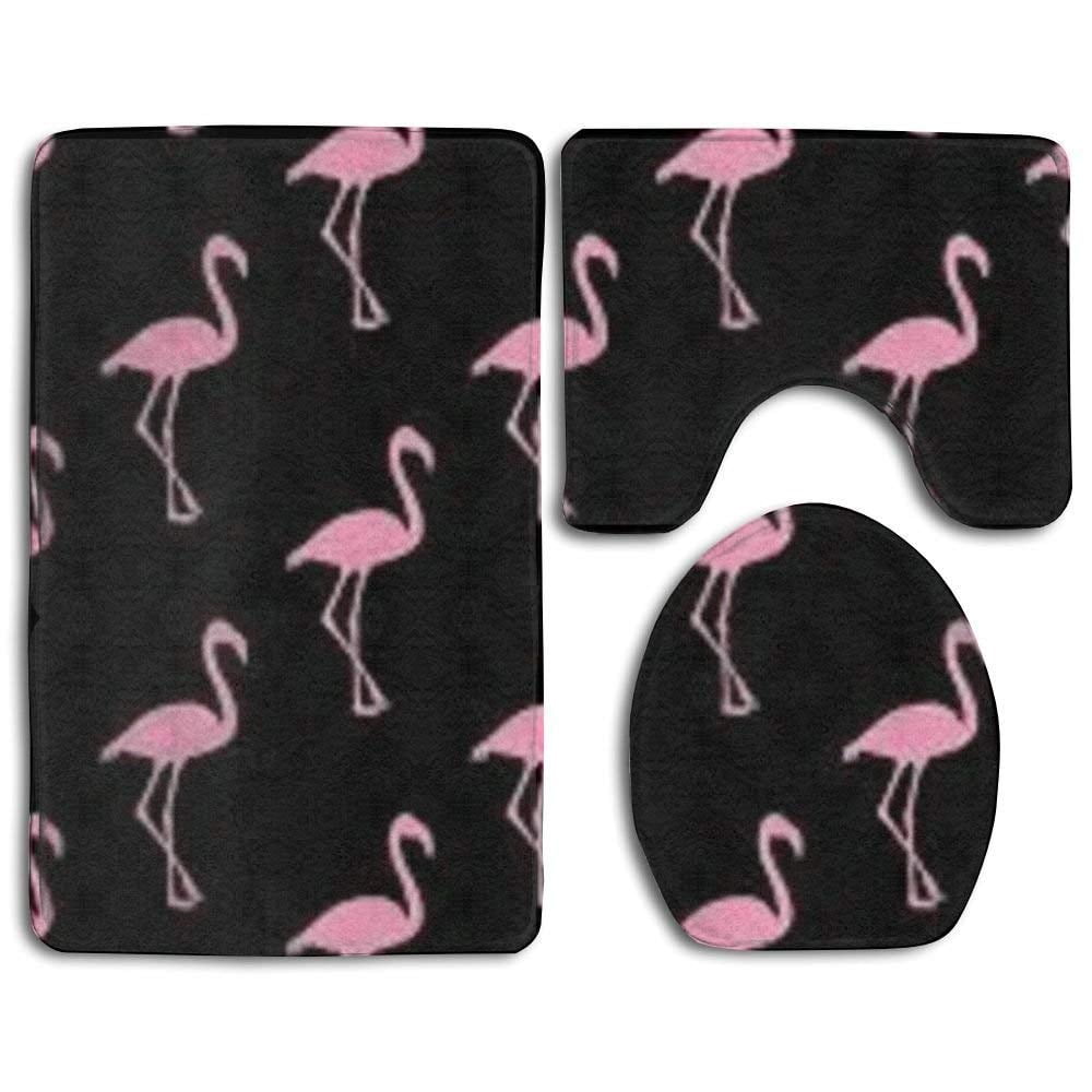 PUDMAD Flamingos Pink 3 Piece Bathroom Rugs Set Bath Rug Contour Mat ...