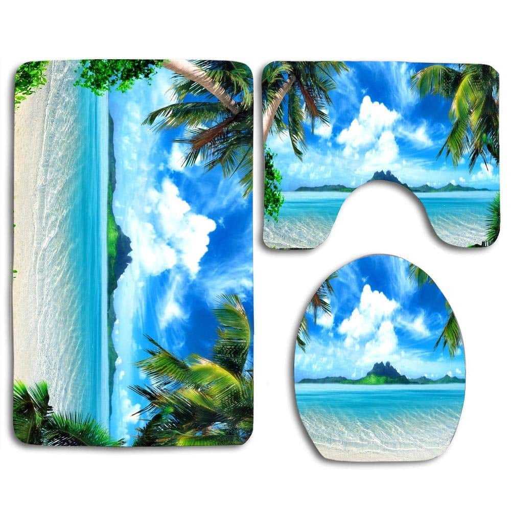 PUDMAD Glare Galaxy 3 Piece Bathroom Rugs Set Bath Rug Contour Mat and ...