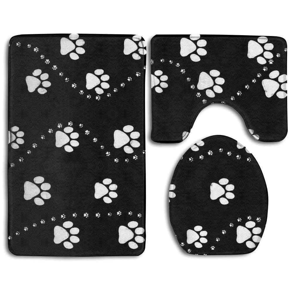 PUDMAD Happy Christmas Dog Paw 3 Piece Bathroom Rugs Set Bath Rug ...