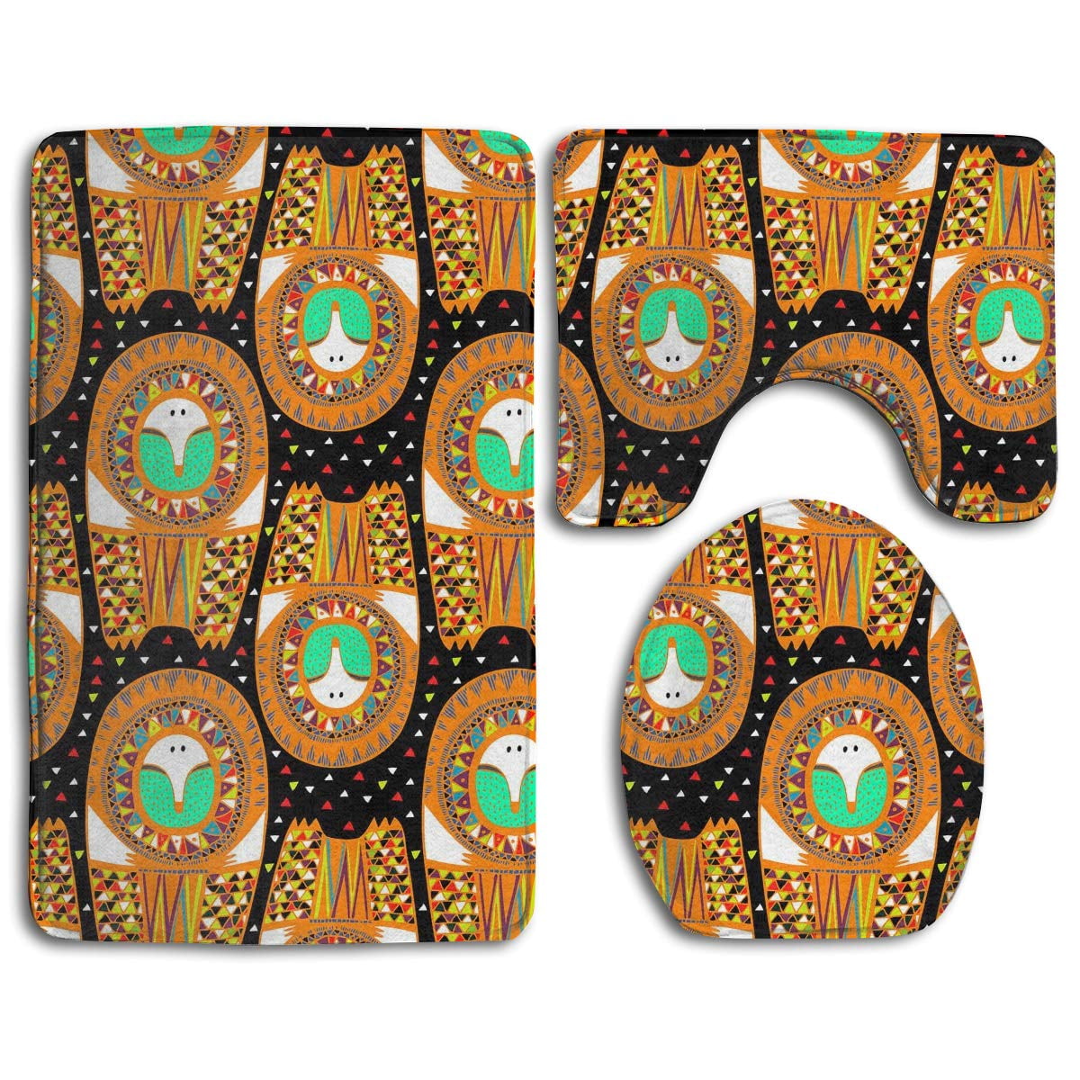 PUDMAD Hedgehog 3 Piece Bathroom Rugs Set Bath Rug Contour Mat and ...