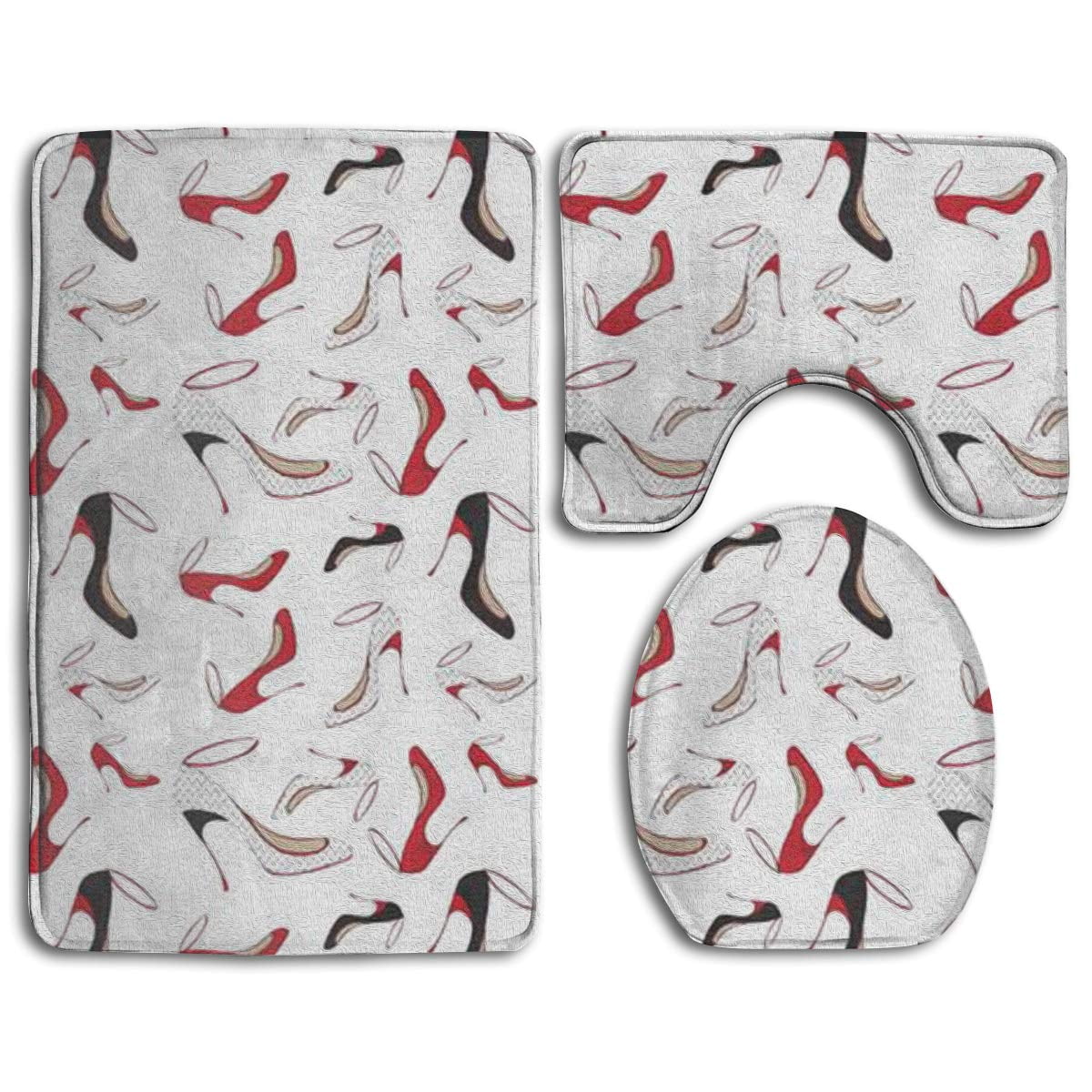 PUDMAD High Heels 3 Piece Bathroom Rugs Set Bath Rug Contour Mat and ...