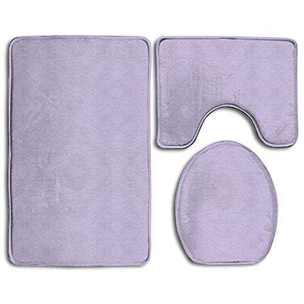 PUDMAD Lavender Purple 3 Piece Bathroom Rugs Set Bath Rug Contour Mat ...