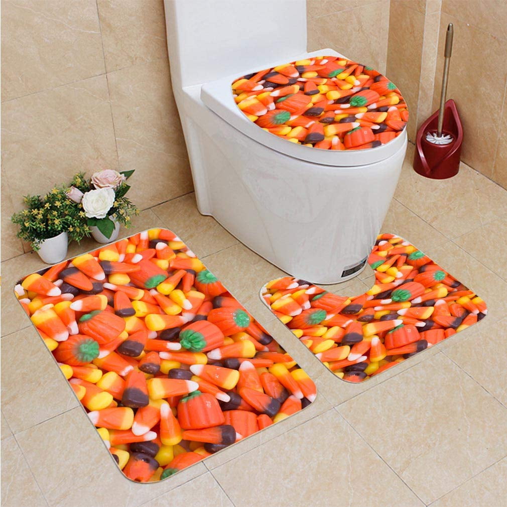 PUDMAD Pile Harvest Candy Corn 3 Piece Bathroom Rugs Set Bath Rug ...