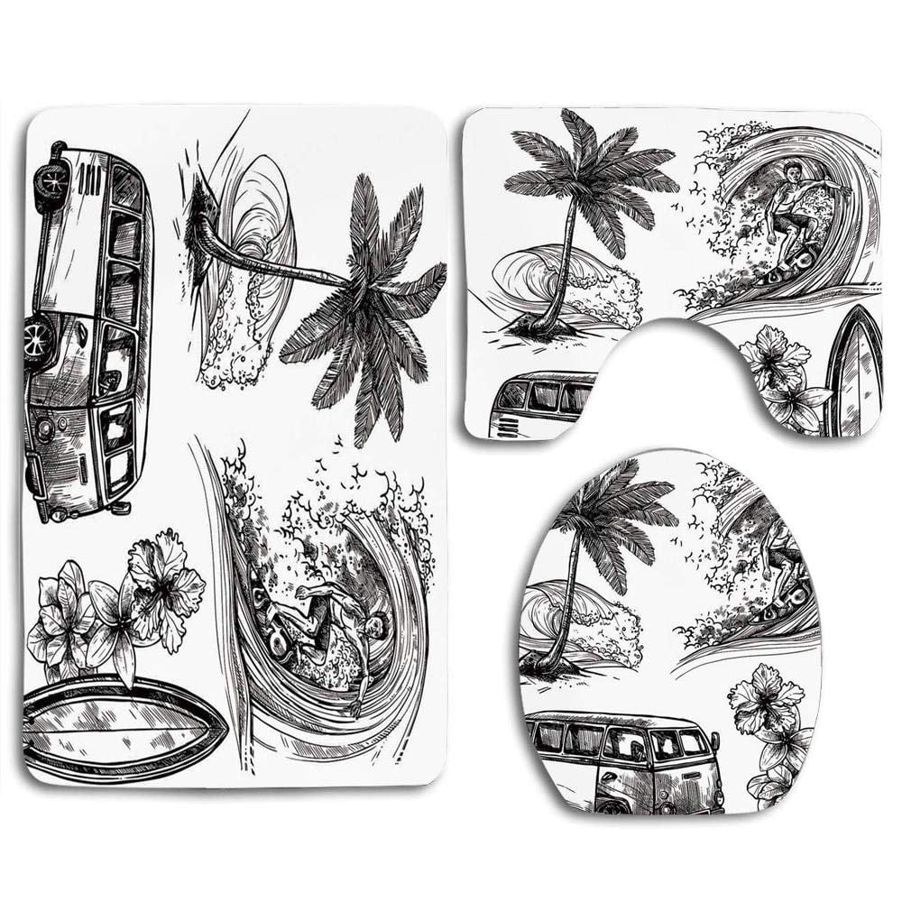 PUDMAD Surf Surfing Sport Surfboard Beach and Van Sketch Style ...