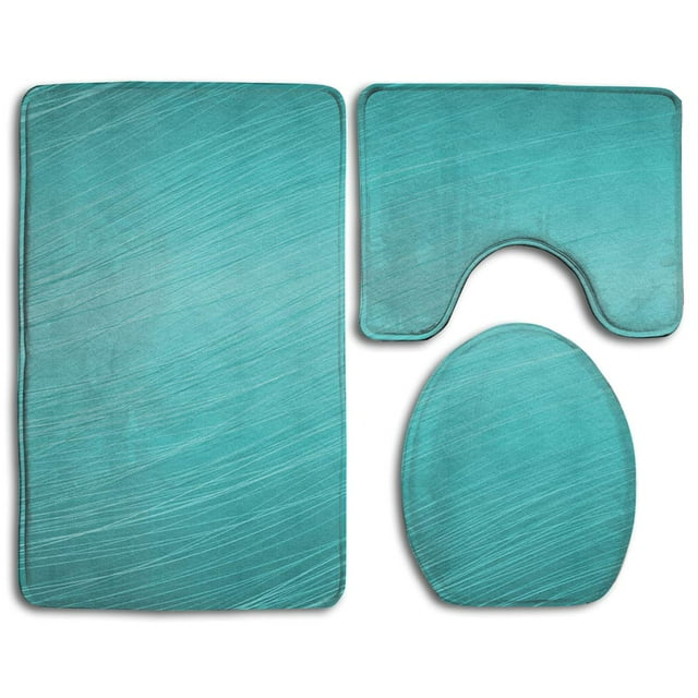 PUDMAD 3 Piece Teal Aqua Bathroom Rugs Set, Bath Rug, Contour Mat ...