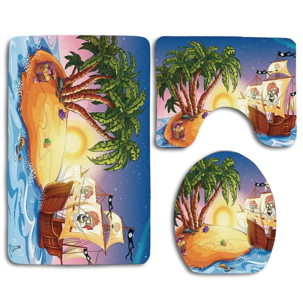 PUDMAD Treasure Island Palm Trees Fantastic Night Sky Pirate Ship Flags ...