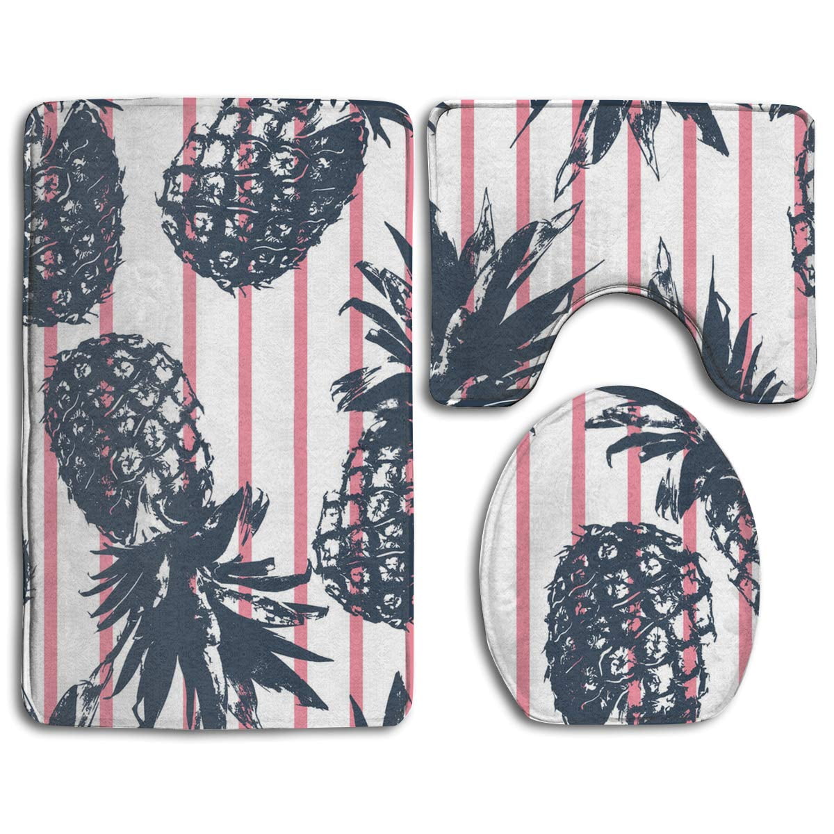 PUDMAD Tropical Plants Pineapple Funnny 3 Piece Bathroom Rugs Set Bath ...