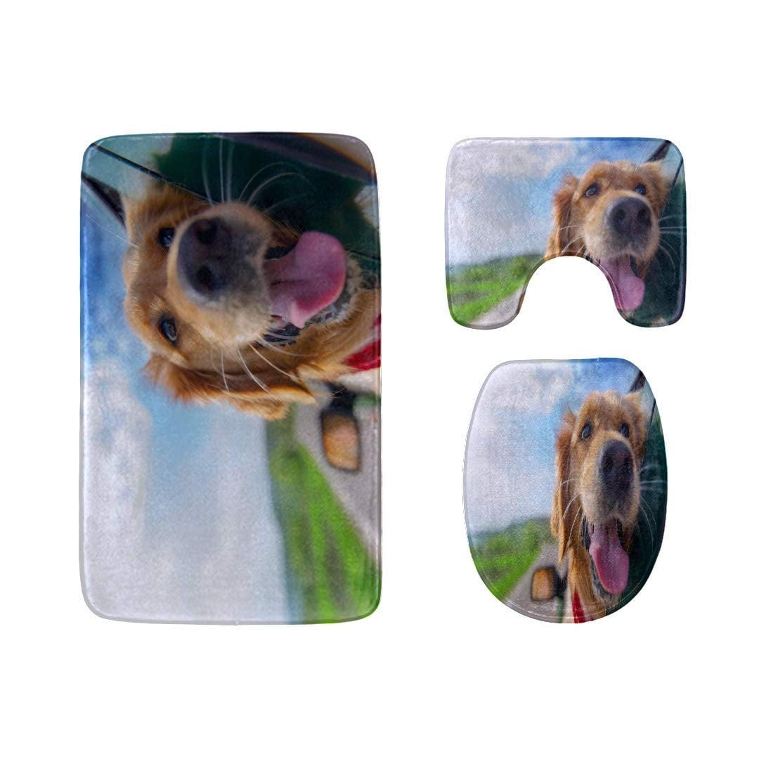 PUDMAD Two Small Dogs Playing Together Outdoors 3 Piece Bathroom Rugs ...