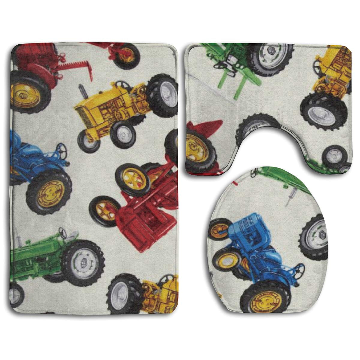 PUDMAD Vintage Tractors Car 3 Piece Bathroom Rugs Set Bath Rug Contour ...