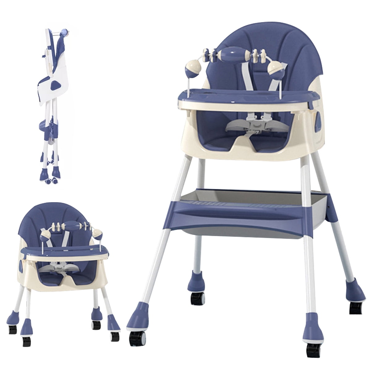 PUEDO 4-in-1 Baby High Chair Portable Toddler Dining Chairs Eat & Play ...