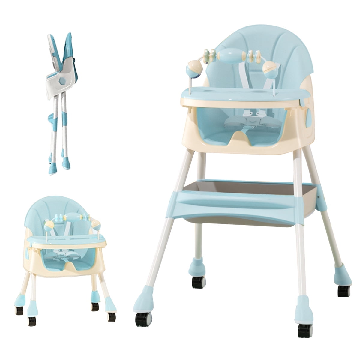 PUEDO 4-in-1 Baby High Chair Portable Toddler Dining Chairs Eat & Play ...