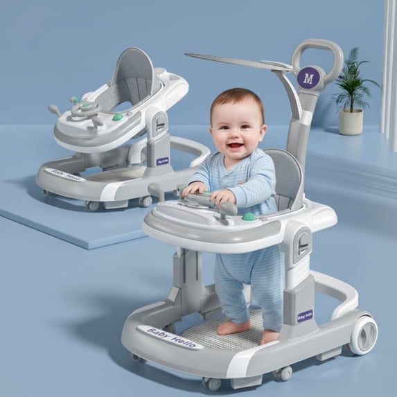 PUEDO 5-in-1 Foldable Baby Walker with Foot Pads/Handles for Boys and ...