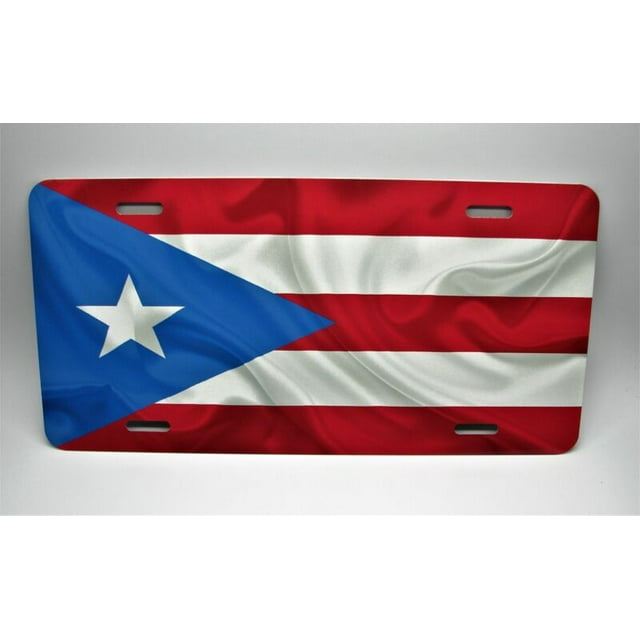 PUERTO RICO FLAG METAL CAR LICENSE PLATE AUTOTAG. PUERTO RICAN WAVING ...