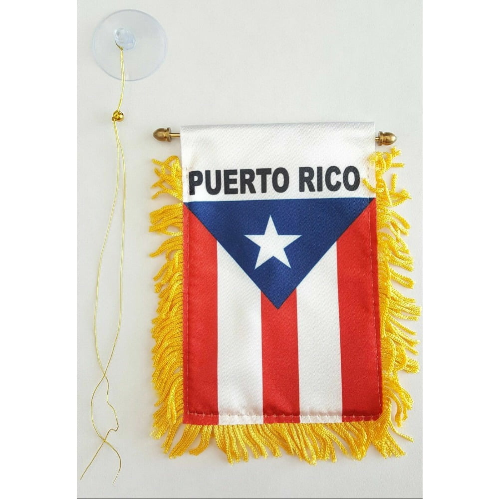 PUERTO RICO MINI BANNER FLAG GREAT FOR CAR & HOME WINDOW MIRROR HANGING ...