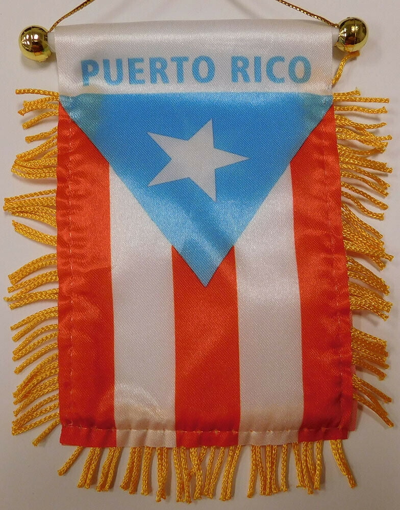 PUERTO RICO MINI FLAG BANNER CAR REARVIEW MIRROR LIGHT BLUE - Walmart.com