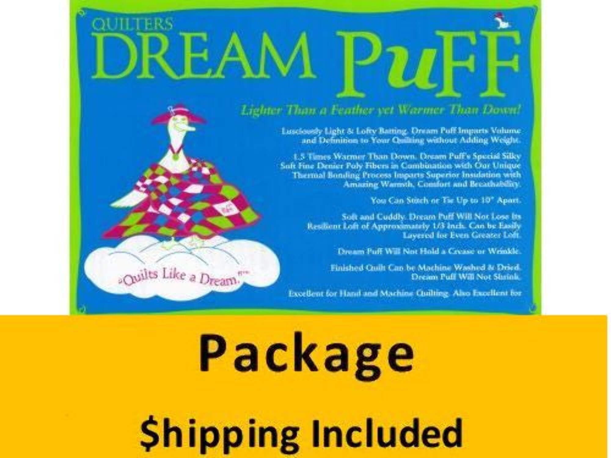 PUFFTWPK Dream Puff Poly Batting (Package, Twin 72 in x 93 in) shipping ...