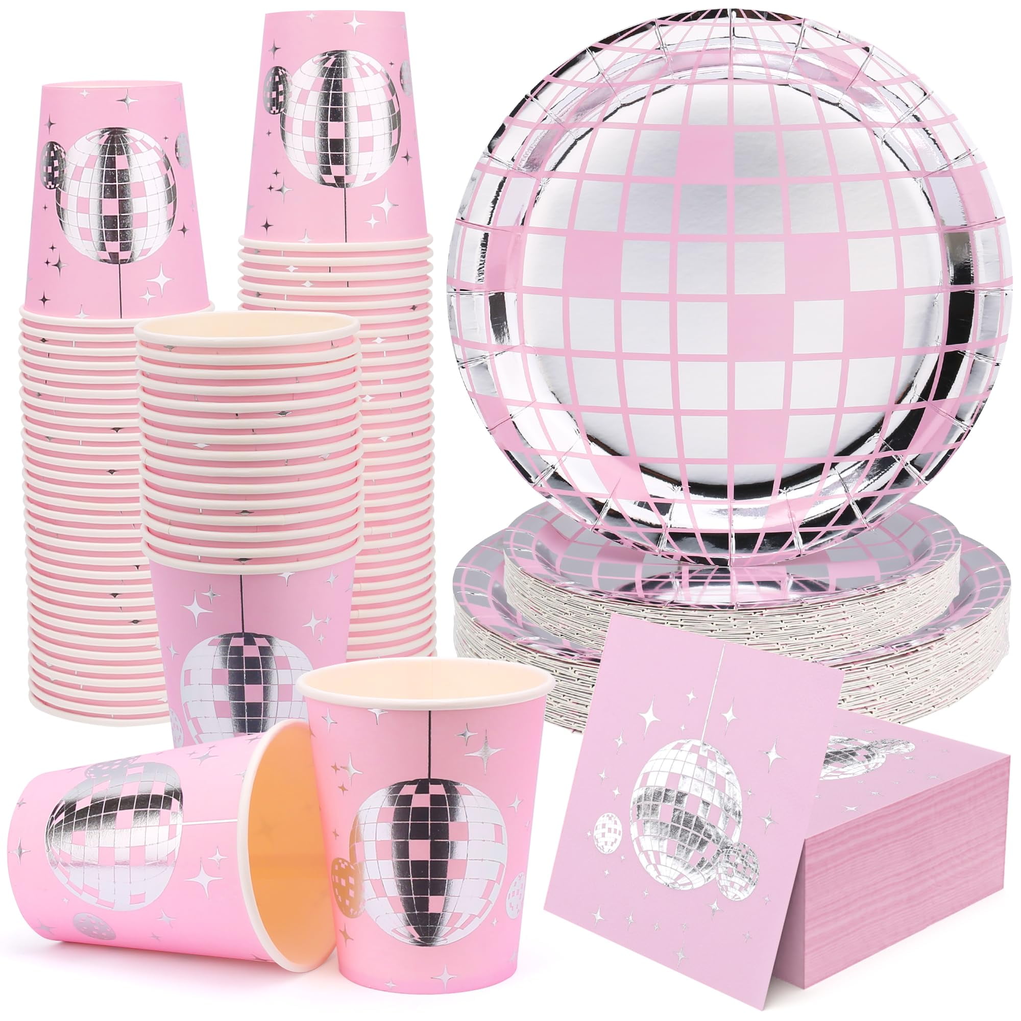 PUFIER Disco Party AJH3 Supplies - Disco Ball Paper Plates Disco Ball ...