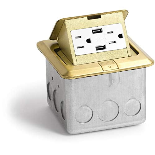 PUFP-SQ Square Floor Pop Up Outlet Box | Tamper Resistant with Two 15A ...