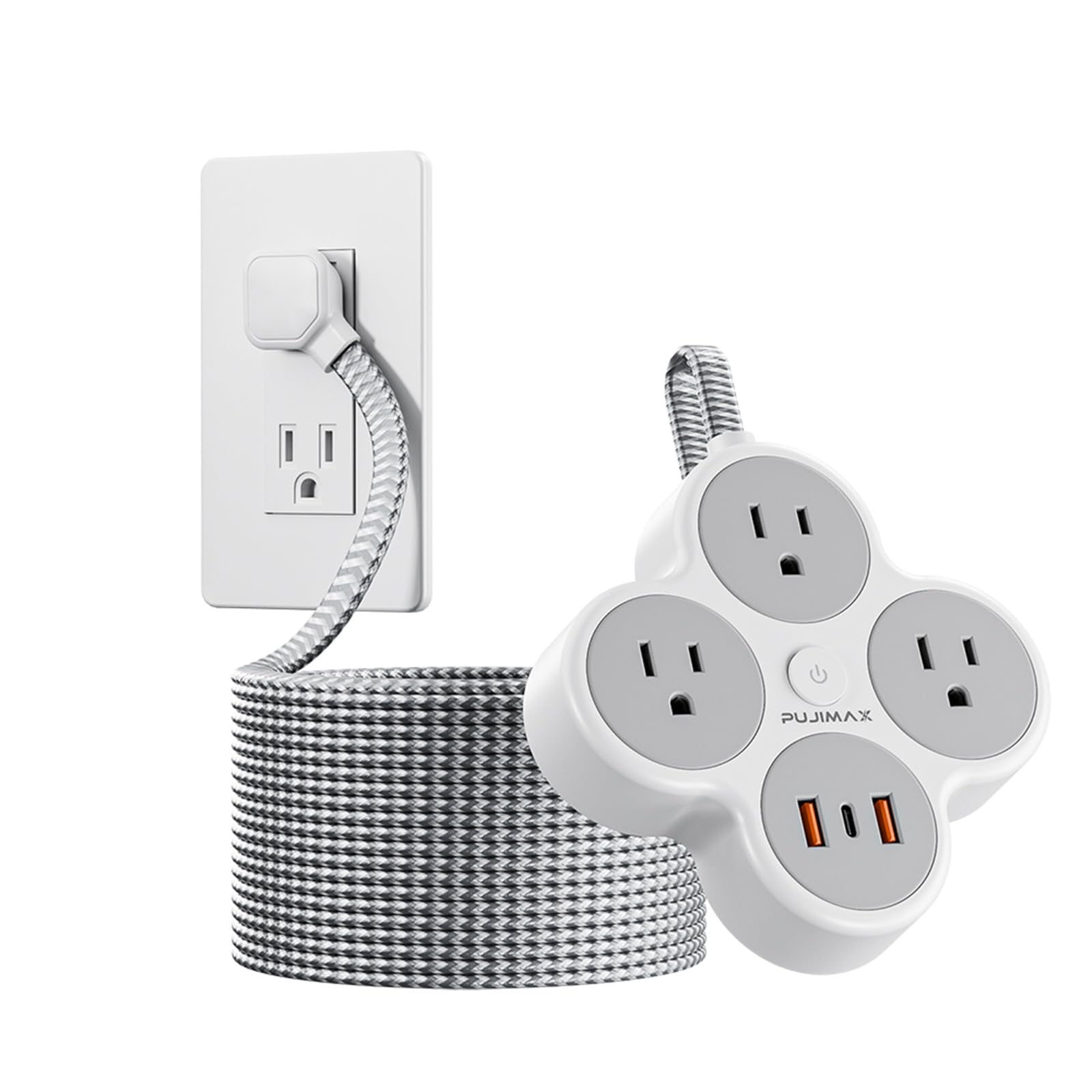 PUJIAMX Multi Plug Outlet Extender Power Strip,Portable Travel Adapter with 5 Outlet Splitter ...