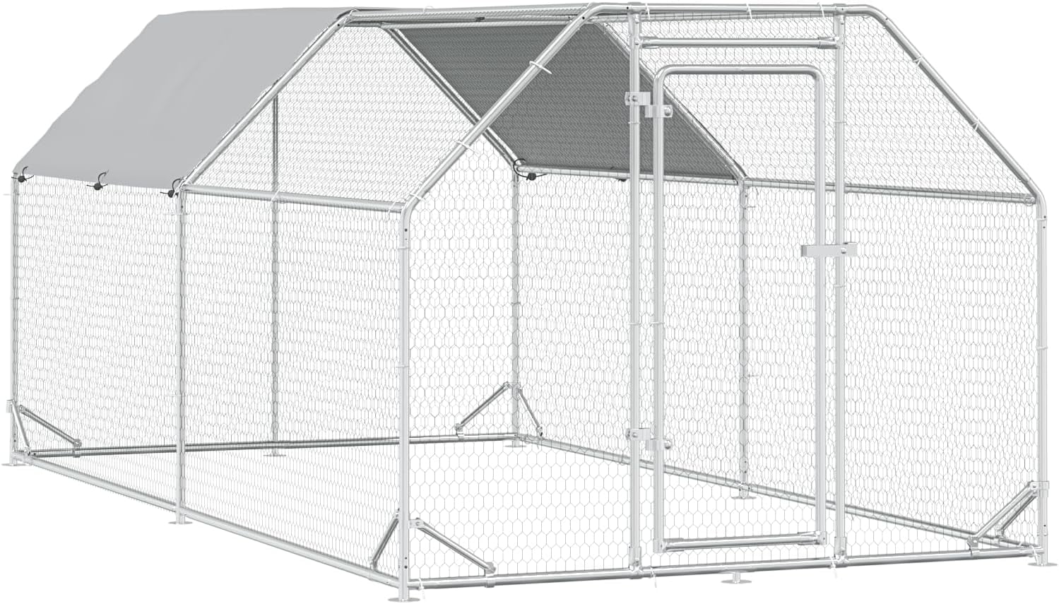 PUKAMI Bold Chicken Coop Run Large Metal Chicken Pen Outdoor, Poultry ...