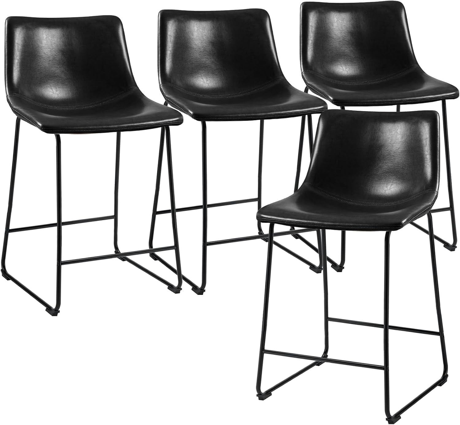 PUKAMI Counter Height Bar Stools Set of 4,26 inch Barstools with Back,Faux Leather Counter ...