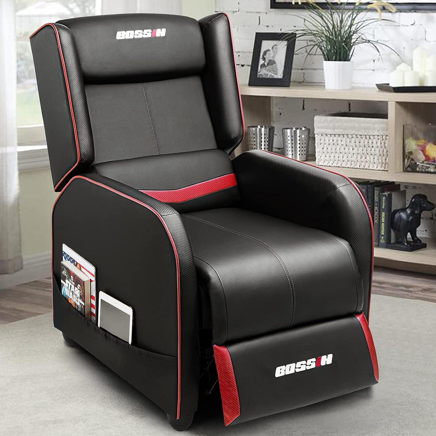 PUKAMI Adjustable 400lbs Gaming Recliner Chair, Racing Style Leather ...