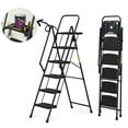 PUKNLY 5-Step Ladder with Tool Tray & Non-Slip Pedals - Foldable Steel ...
